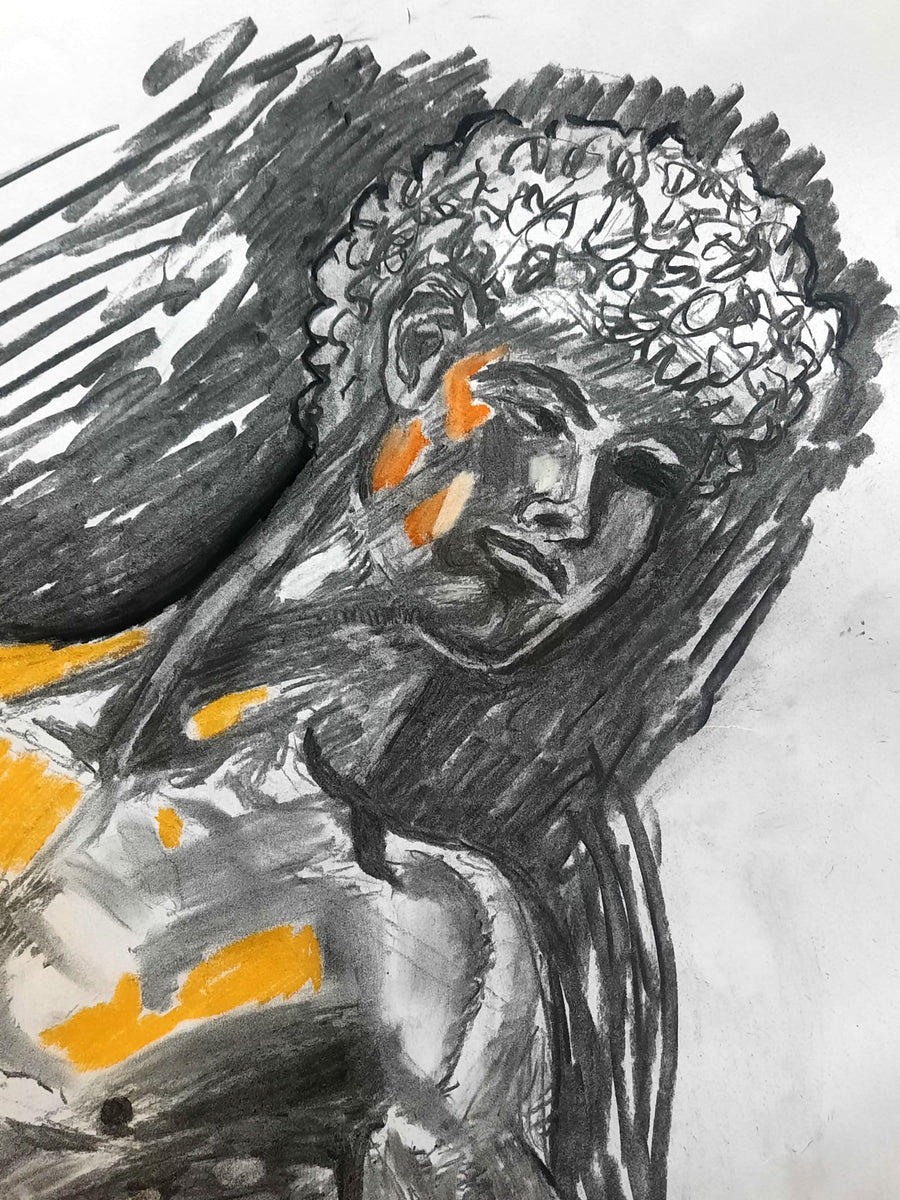 Amir Ginat Male Art - A Man With Red Cloth – Pan Art Gallery